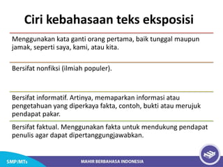 Bahan ajar bahasa indonesia tentang teks eksposisi kelas 8 | PPTX