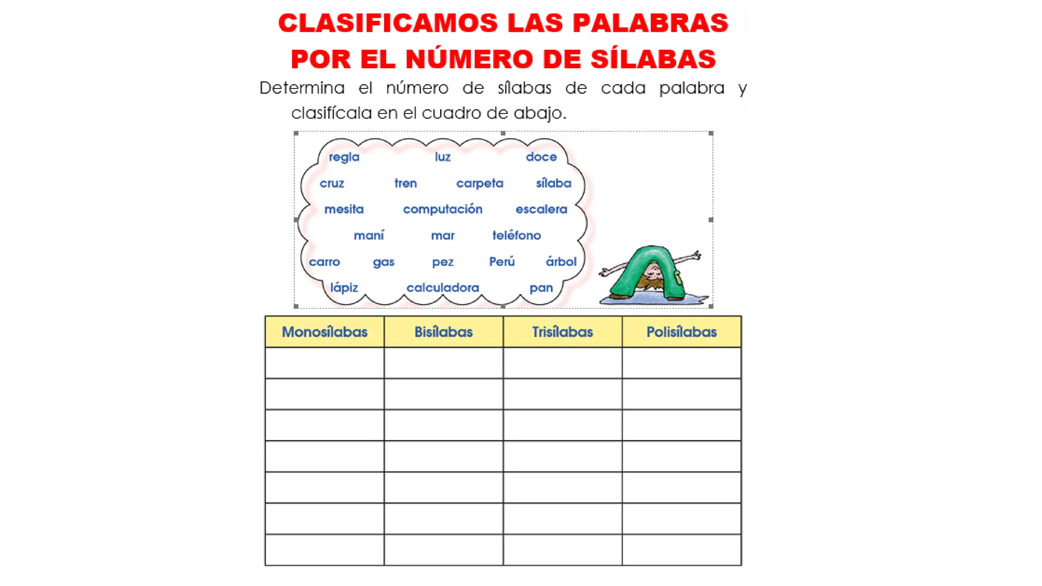 CLASIFICACIÓN DE PALABRAS DE ACUERDO CON EL NÚMERO DE SÍLABAS | PPT