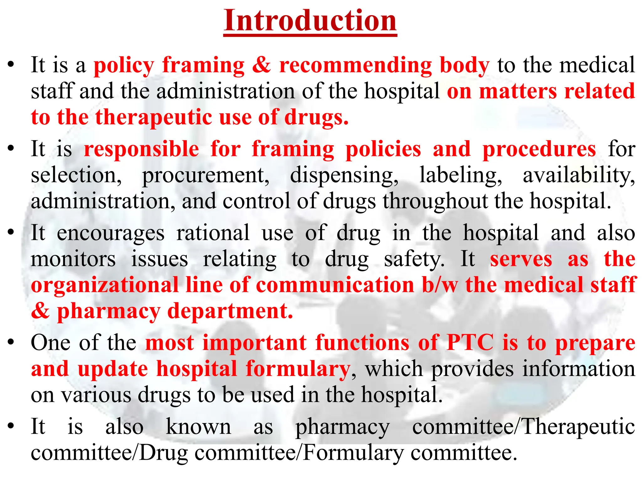 PTC committee pharmacy and therapeutic c | PPTX