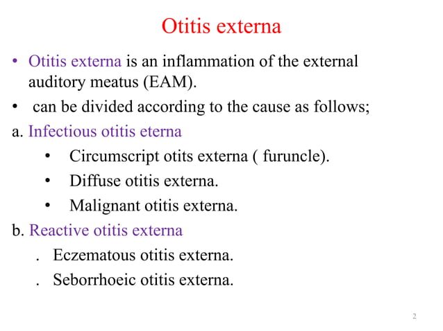 Otitis externa on human ear Pathophysiology | PPTX | Ear, Nose and Throat Conditions | Diseases ...