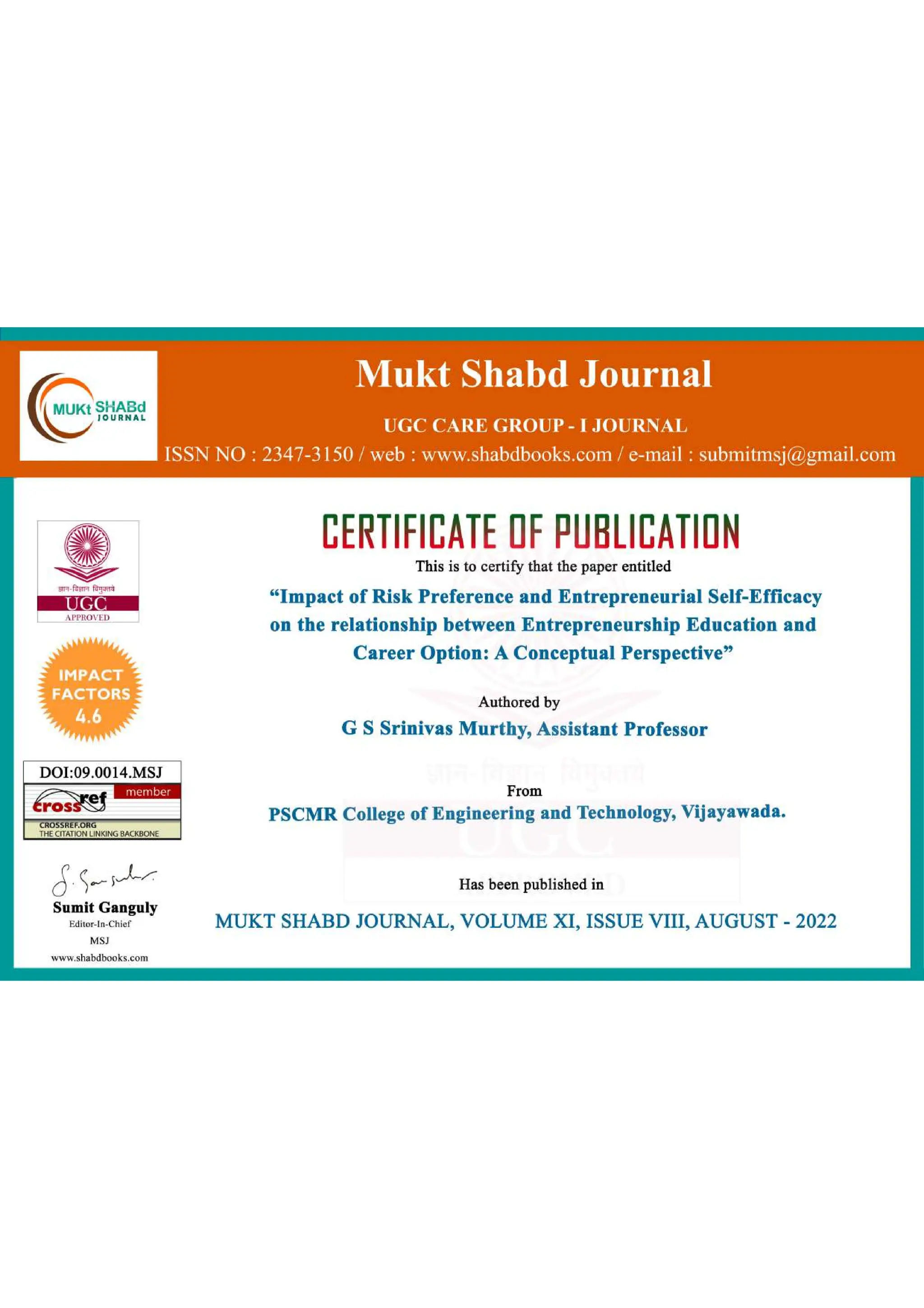 Publication certificate for publishing in journals | PDF