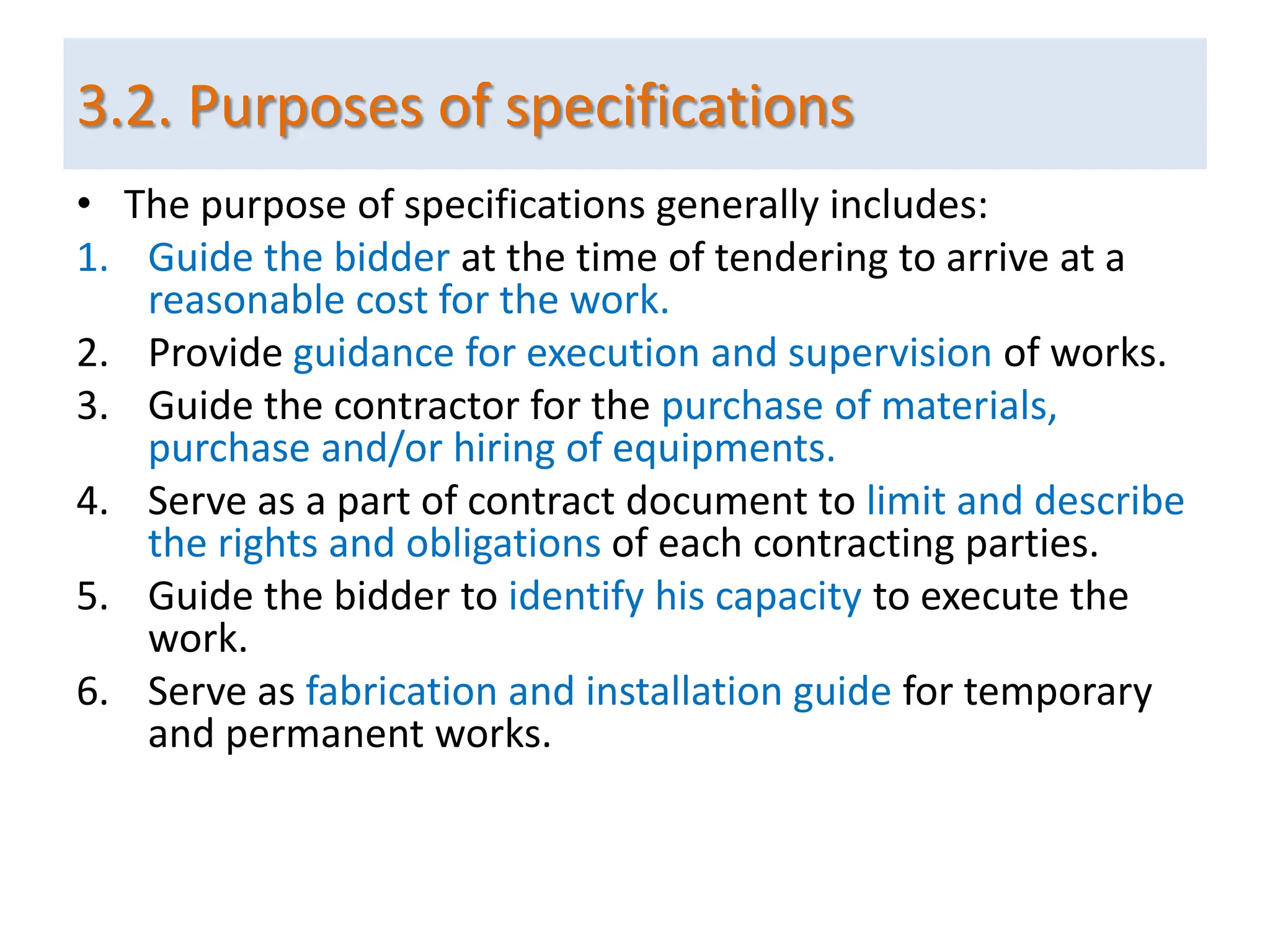 Specification Handout for 4th year civil engineering students | PPT