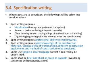 Specification Handout for 4th year civil engineering students | PPT