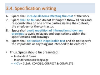 Specification Handout for 4th year civil engineering students | PPT