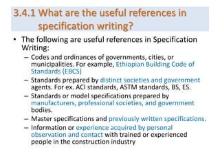 Specification Handout for 4th year civil engineering students | PPT