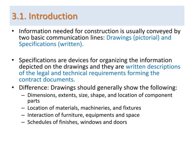 Specification Handout for 4th year civil engineering students | PPT