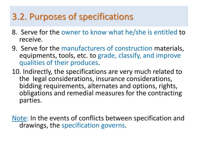 Specification Handout for 4th year civil engineering students | PPT