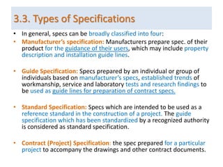 Specification Handout for 4th year civil engineering students | PPT