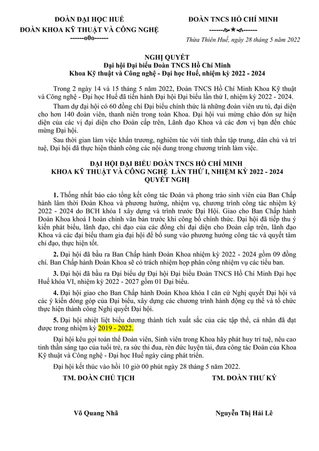 Nghi quyet Dai hoi doan thanh nien cong san HCM | PDF