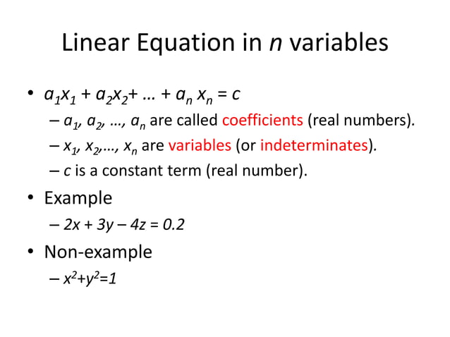 Solving Linear systems of Equations-Gauss elimination method | PPT