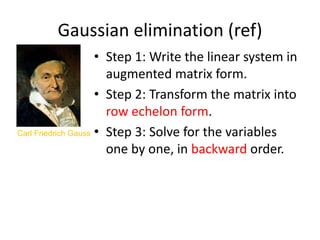 Solving Linear systems of Equations-Gauss elimination method | PPT