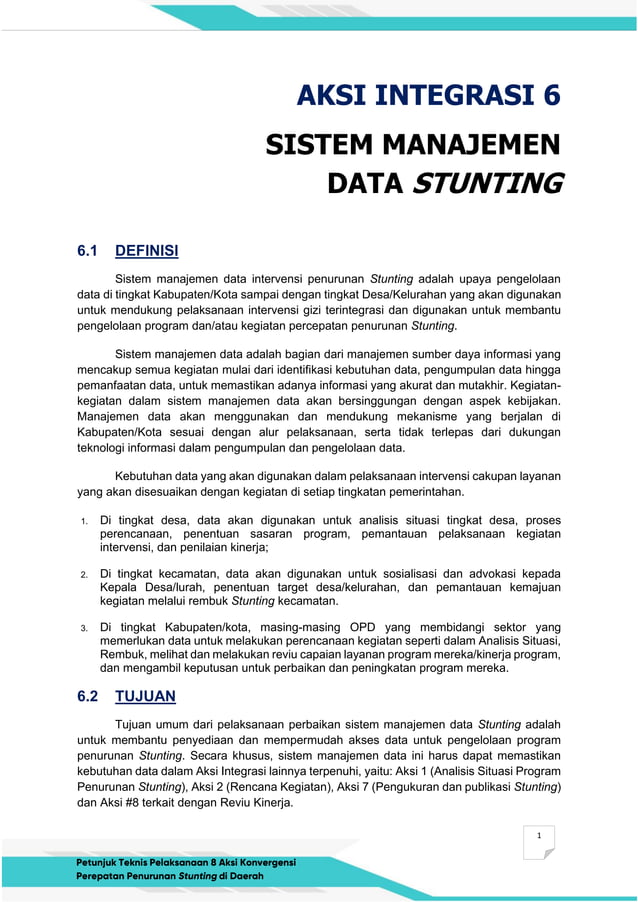 Petunjuk Teknis Delapan Aksi (6,7,8) Penurunan StuntingBANGDA. | PDF