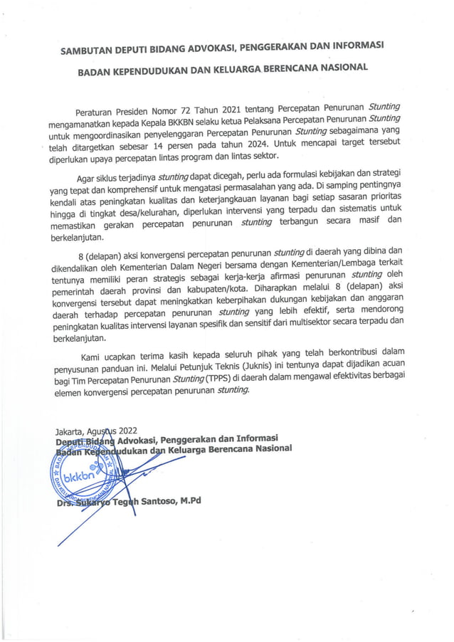 Petunjuk Teknis Delapan Aksi (6,7,8) Penurunan StuntingBANGDA. | PDF