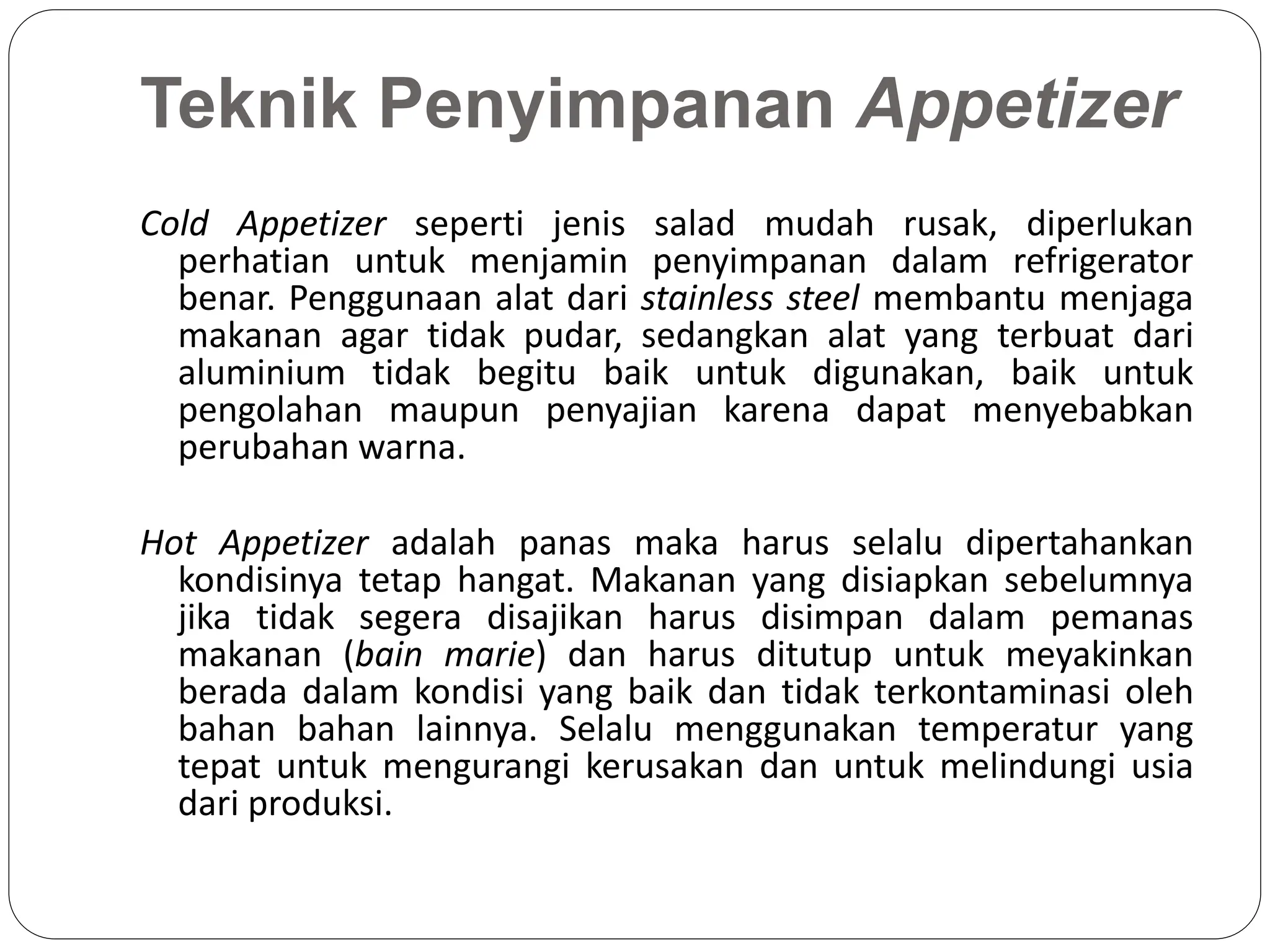 3. Appetizer.pptx MATERI UNTUK KELAS XII KULINER | PPTX