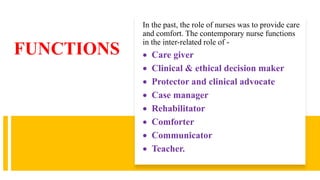 Topic: Functions of Nurse , Subject: FON | PPTX