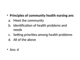 introduction of community health nursing MCQs | PPTX