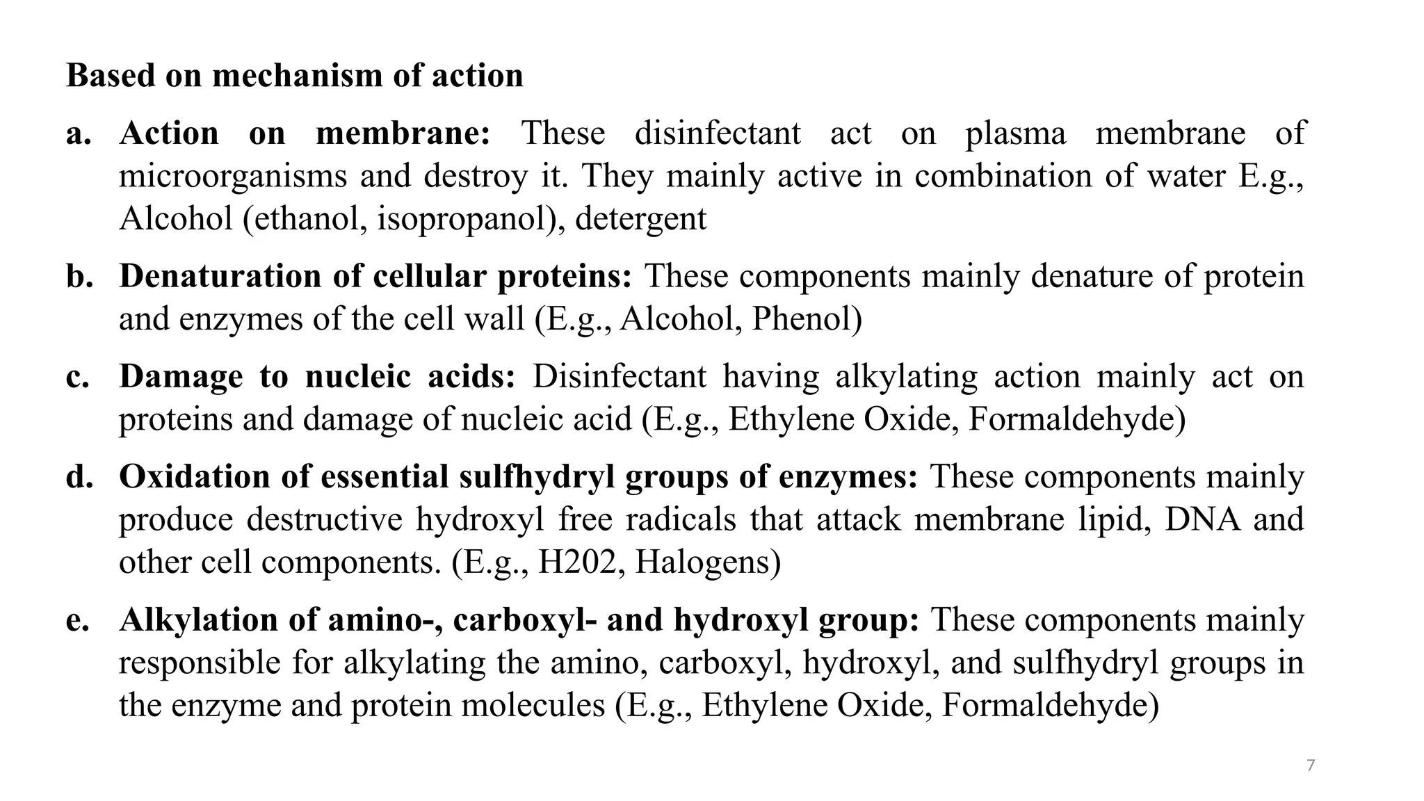 Classification and mode of action of disinfectants | PPTX