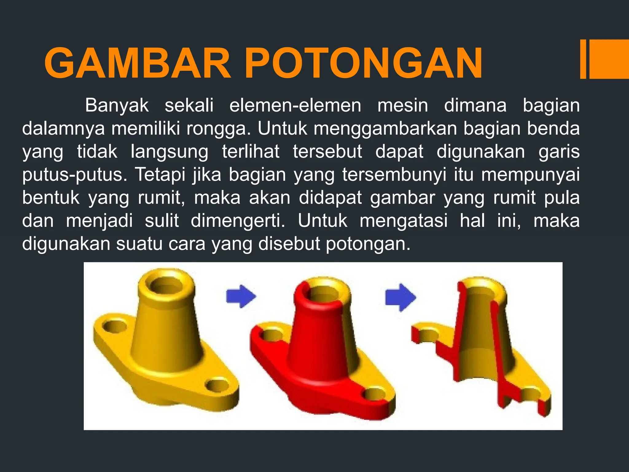 Menganalisa (GAMBAR POTONGAN) pada gambar teknik | PPTX