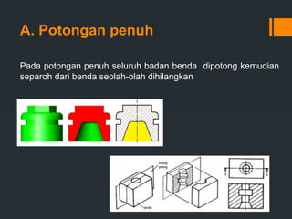 Menganalisa (GAMBAR POTONGAN) pada gambar teknik | PPTX