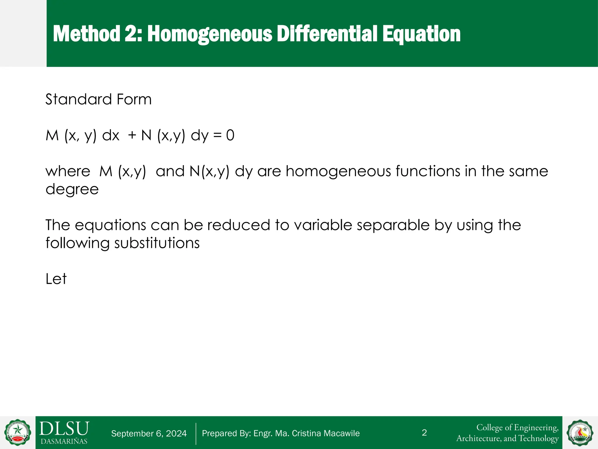 3. Differential Equation - Homogeneous Differential- Lecture.2024.pptx