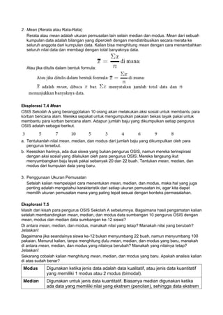 3. Ukuran Pemusatan statistika menjabarkan | PDF