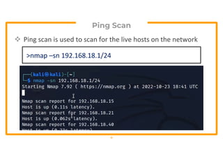 Network Scanning refers to the set of procedures adopted for ...