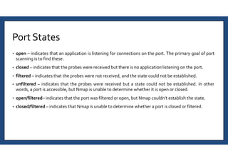 Network Scanning refers to the set of procedures adopted for ...
