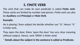 Verb & its types with examples : Grammar | PPTX