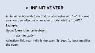 Verb & its types with examples : Grammar | PPTX
