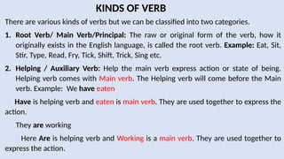 Verb & its types with examples : Grammar | PPTX
