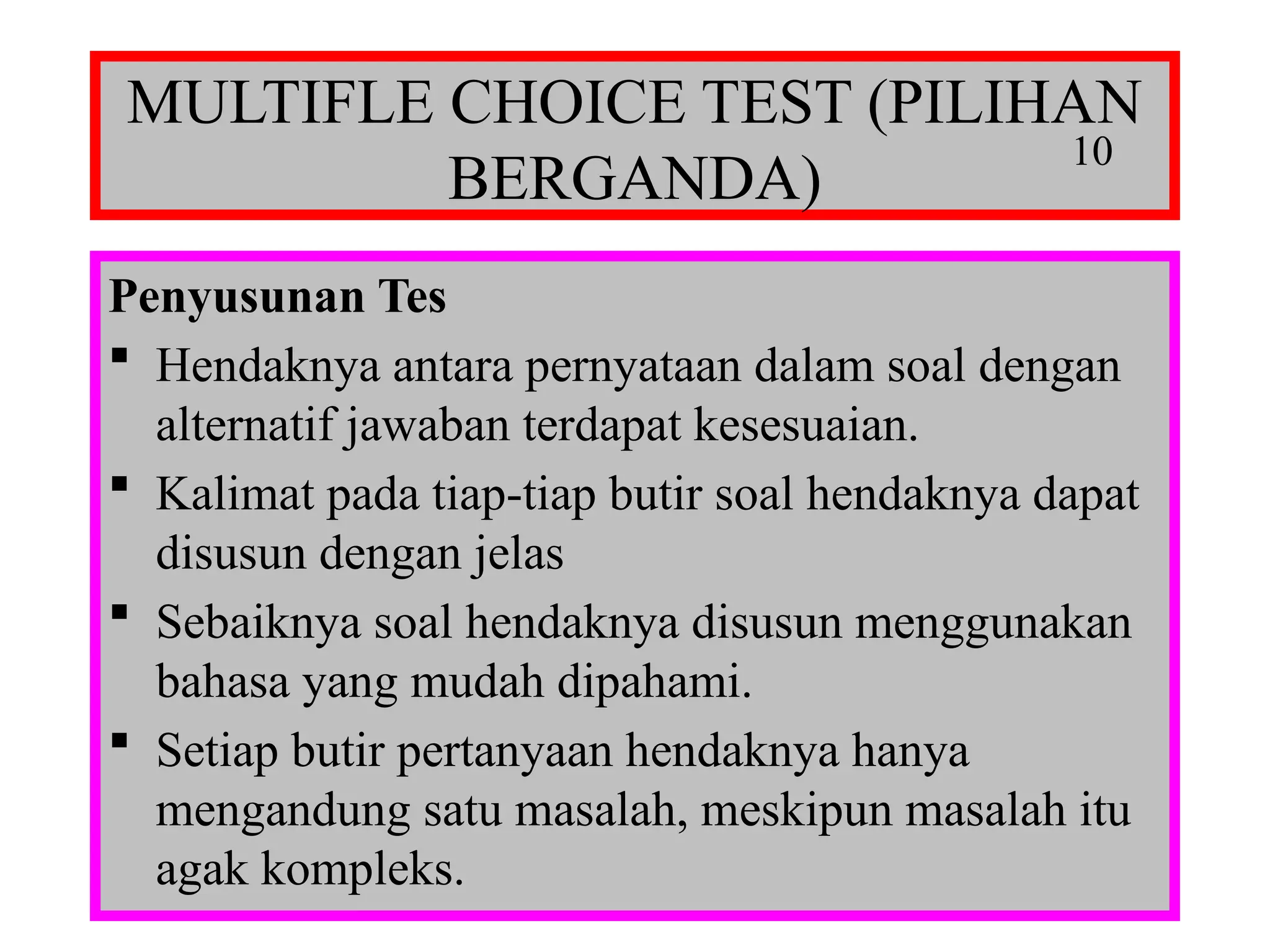 menguraikan Instrumen Penilaian Jenis Tes | PPTX