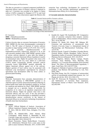 Studies on food value base curcumin extraction for commercial ...