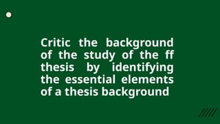 Proper Writing the Background of Research | PPTX