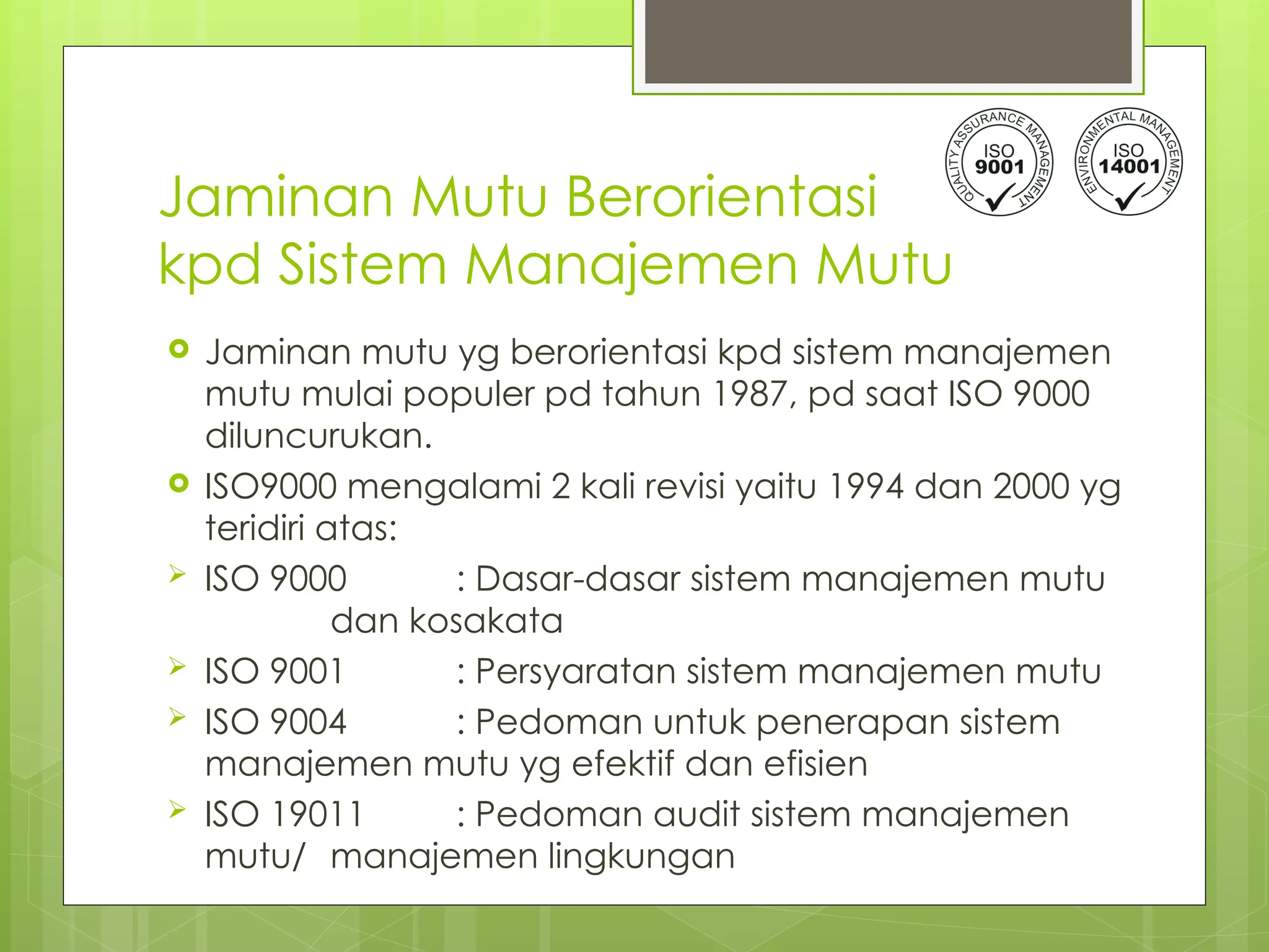 jaminan mutu pada agroindustri pertanian indonesia | PPT