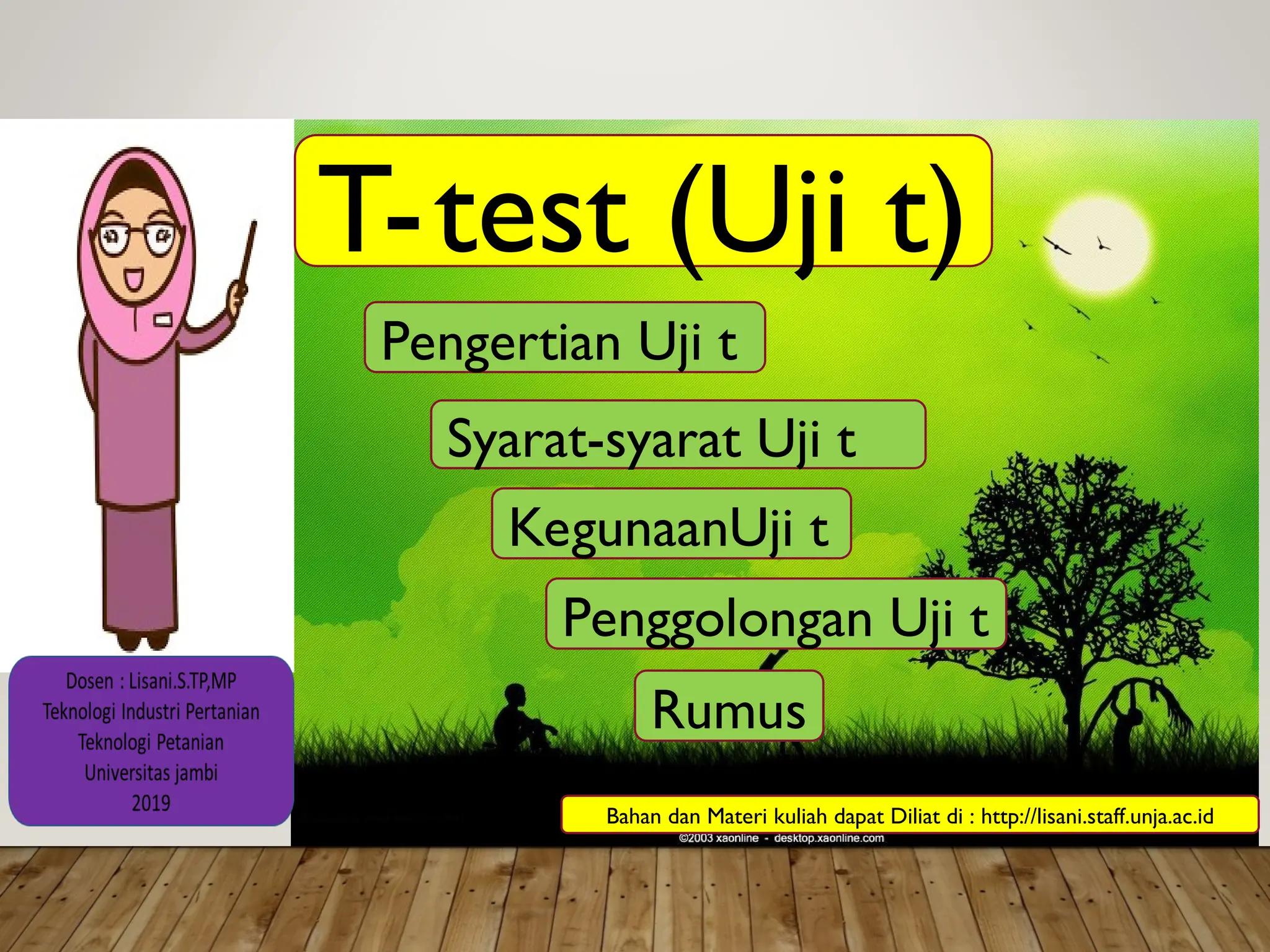 uji t macam macam uji t dalam penerapan pendi | PPT