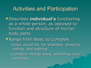 ICF use and standardised in rehabilitation introduction | PPT