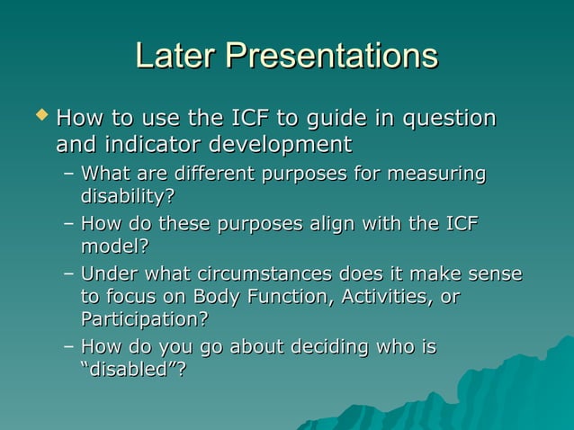 ICF use and standardised in rehabilitation introduction | PPT
