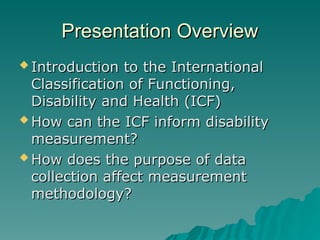 ICF use and standardised in rehabilitation introduction | PPT