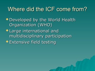 ICF use and standardised in rehabilitation introduction | PPT