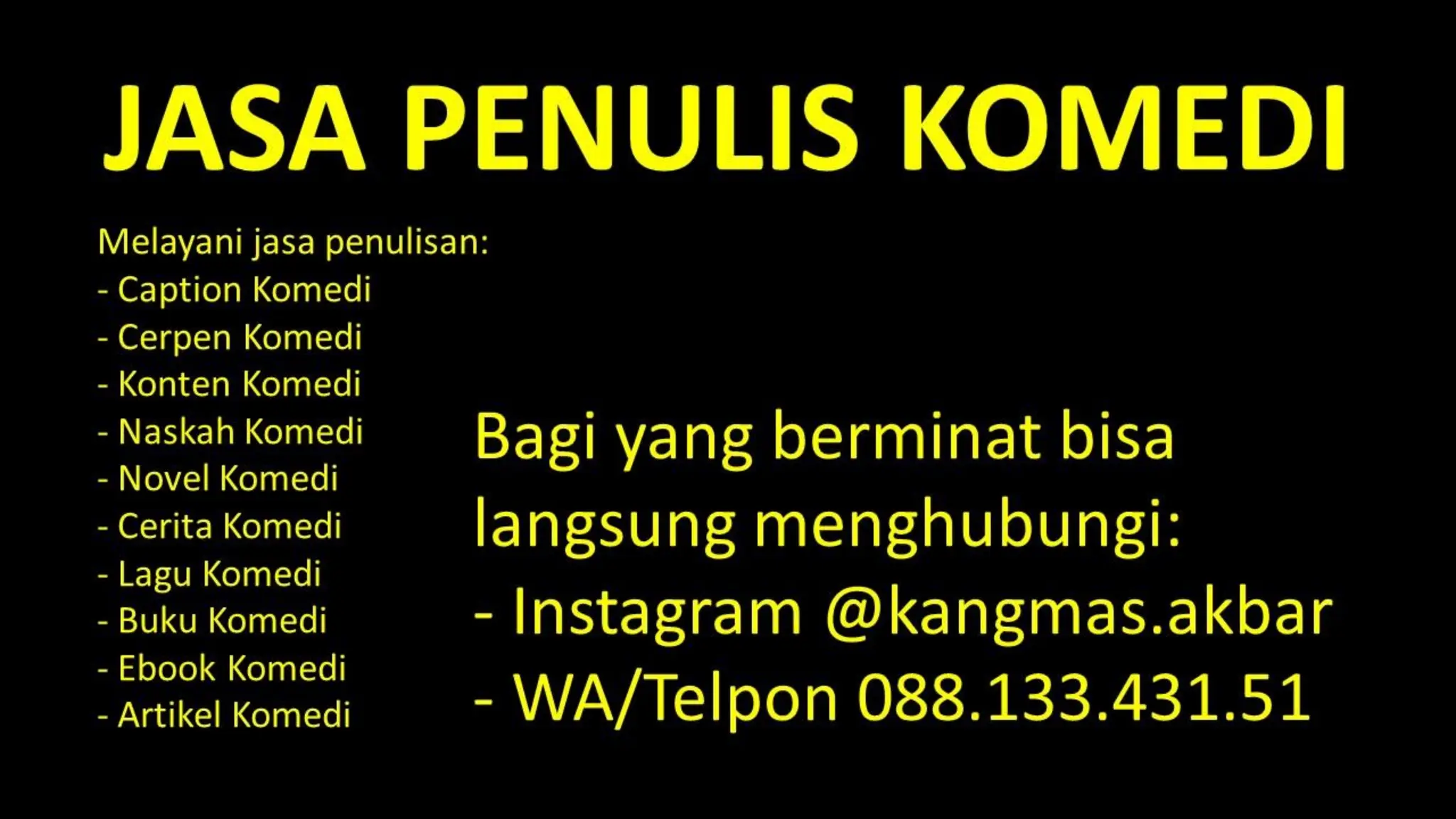 Telp/WA 0881.3343.151 Jasa Penulis Cerpen Lucu Komedi Jogja | PDF