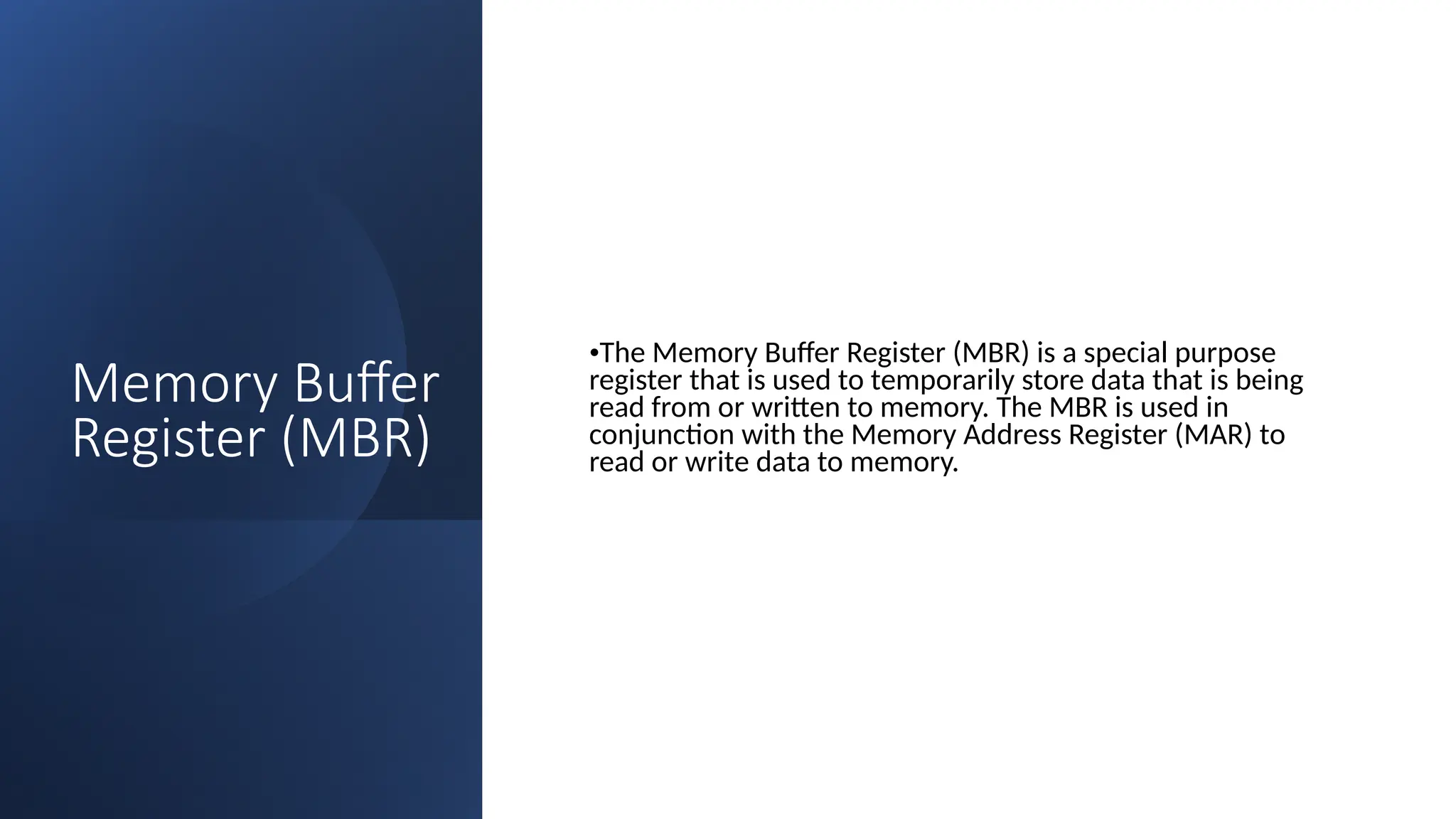 Computer Science Class 11 about the memory buffer register mbr | PPTX