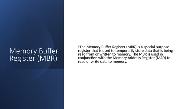 Computer Science Class 11 about the memory buffer register mbr | PPT