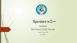 Operators in c++ programming types of variables | PPTX