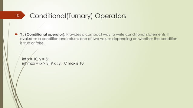 Operators in c++ programming types of variables | PPT
