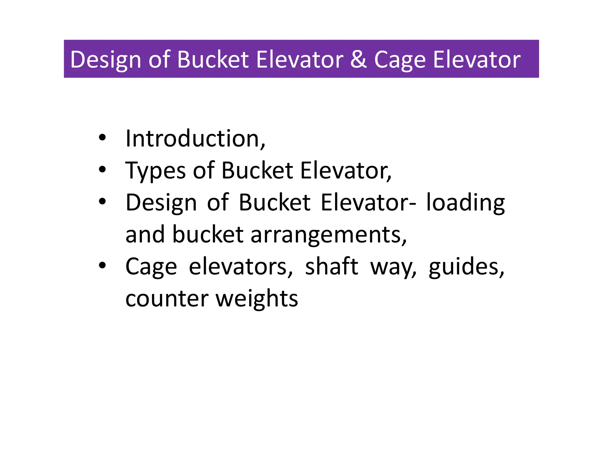 Design of Bucket Elevator & Cage Elevator | PDF