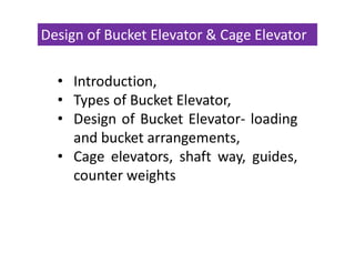 Design of Bucket Elevator & Cage Elevator | PDF