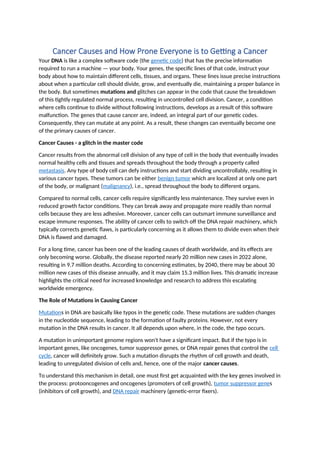 3. Cancer Causes and How Prone Everyone is to Getting a Cancer (1).docx