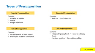 Presupposition and Entailment in Pragmatics | PPTX