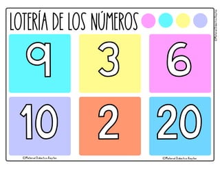 3. Lotería de números 1 al 20.pdf para trabajar en preescolar | PDF