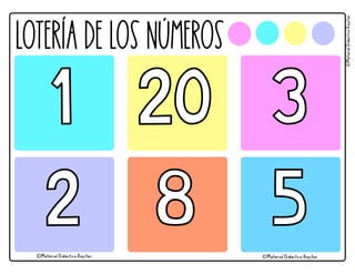 3. Lotería de números 1 al 20.pdf para trabajar en preescolar | PDF